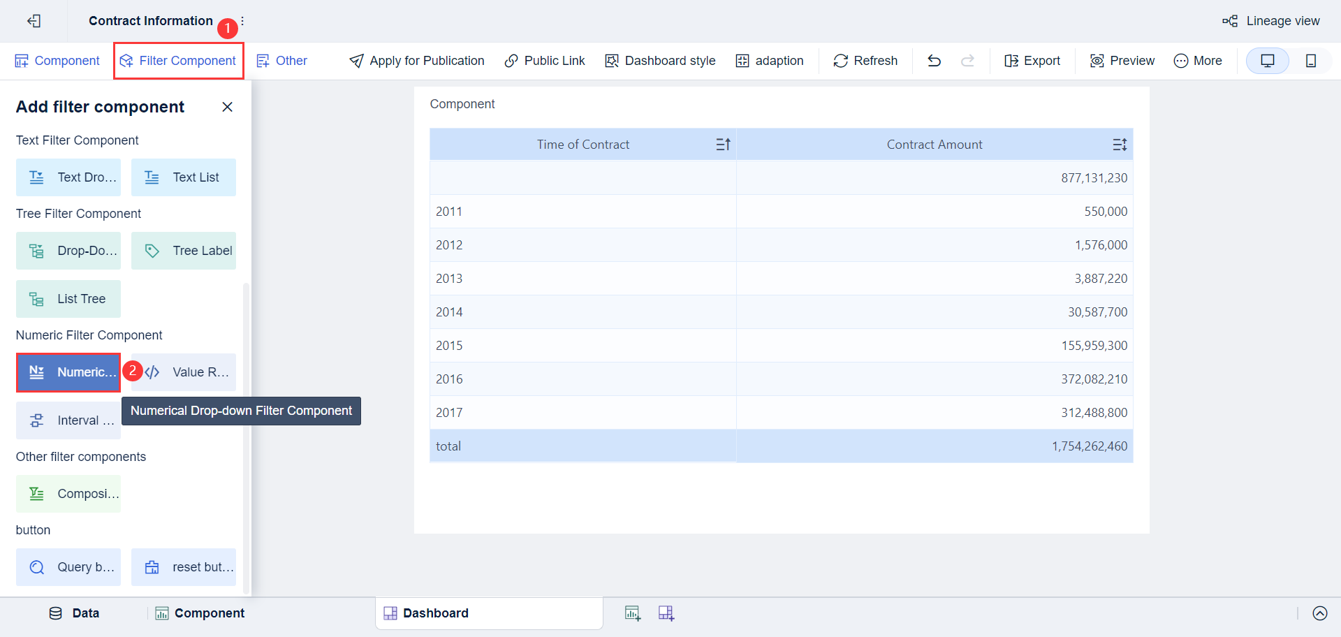 Filtering Indicator Fields not Appearing in the Table- FineBI Document