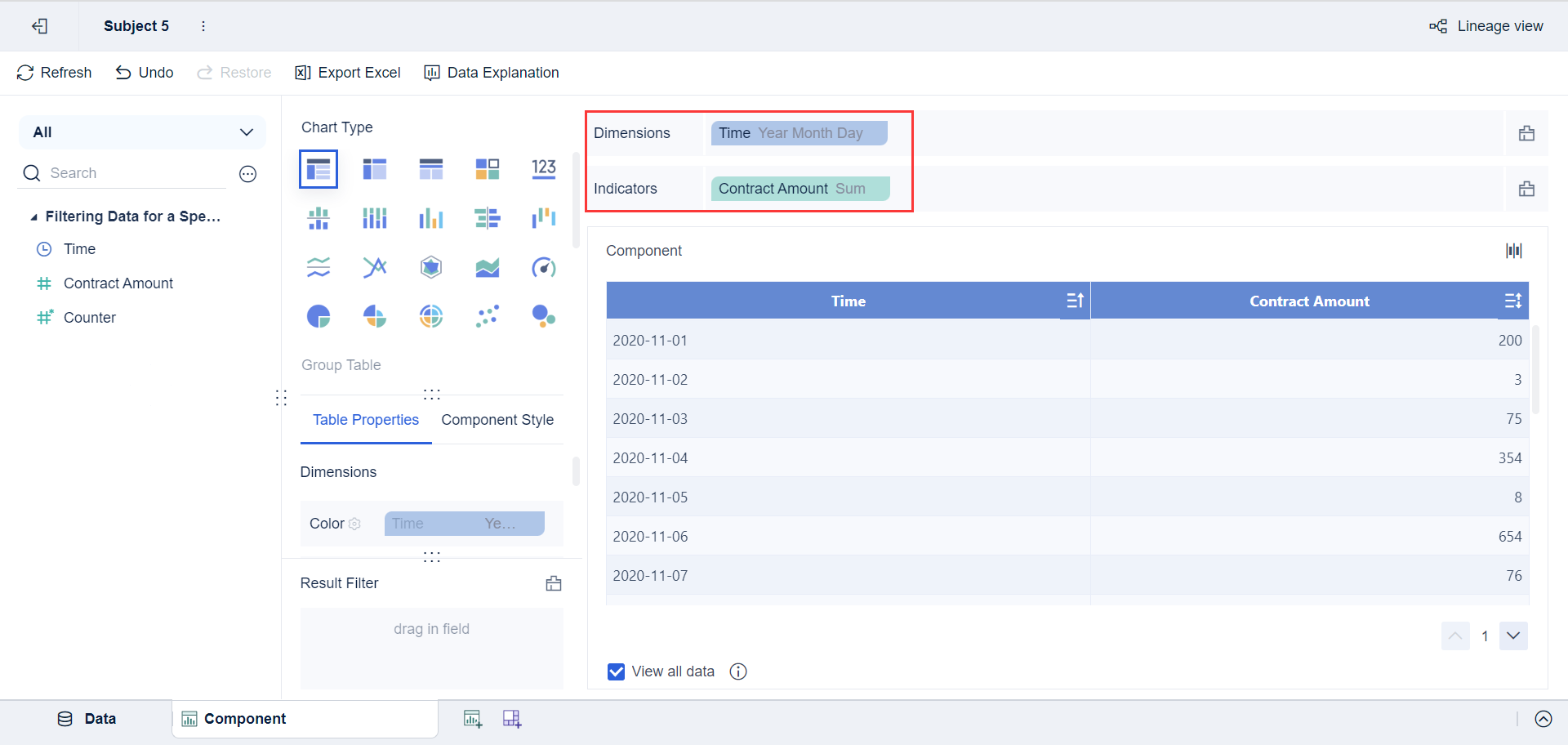 Dynamically Displaying Data for a Time Period Before & After Filtering Component- FineBI Document