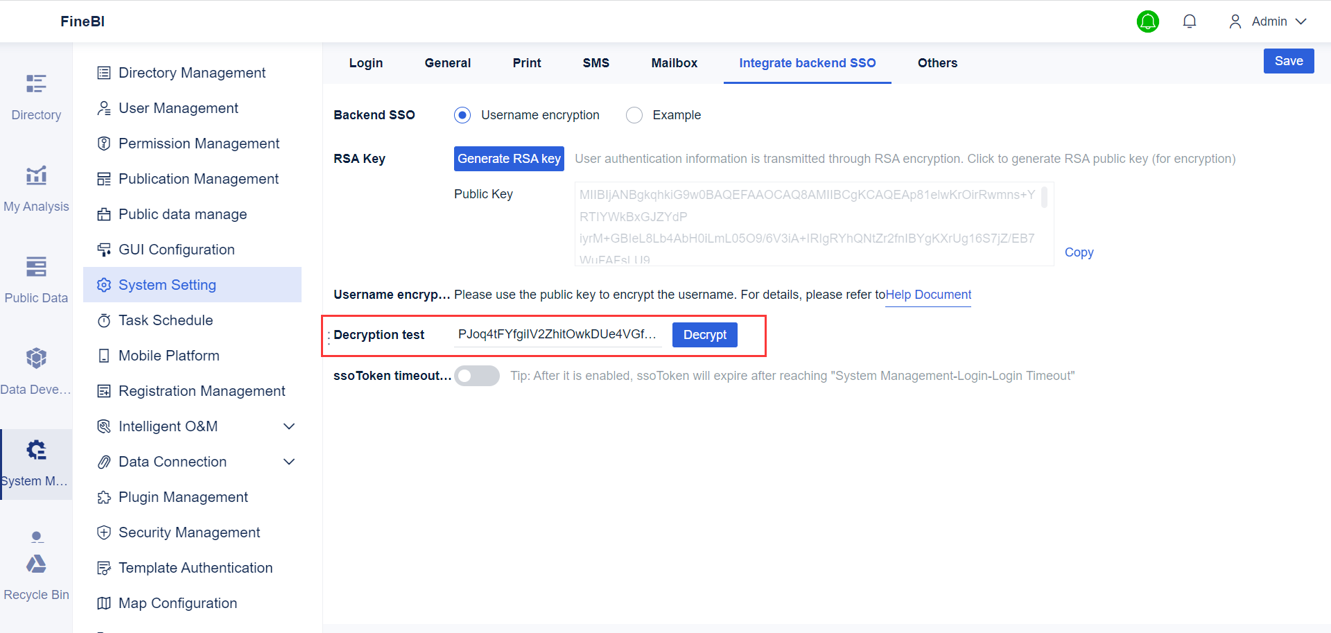 Backend Single Sign-On Plugin- FineBI Help Document