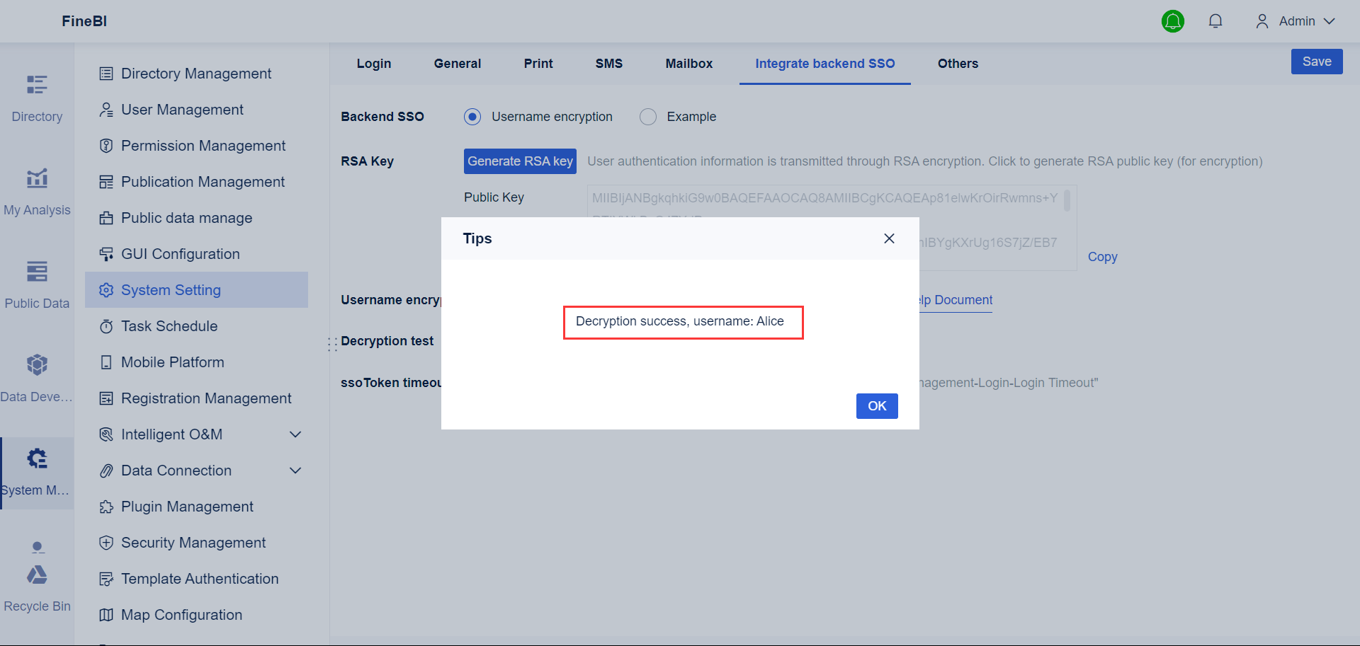 Backend Single Sign-On Plugin- FineBI Help Document