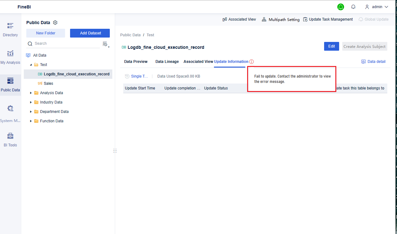 LogDB Database Logs on the Platform- FineBI Help Document