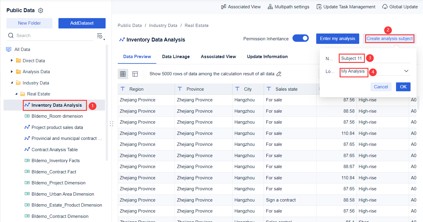 Creating an Analysis Subject- FineBI Help Document