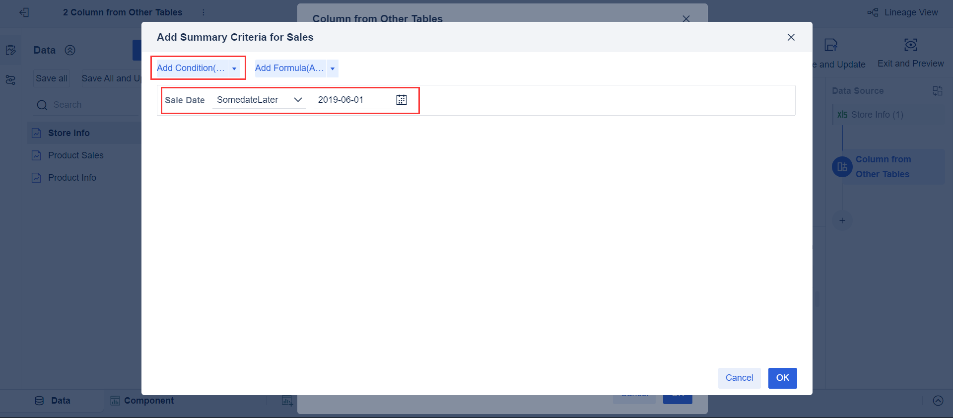 Column from Other Tables- FineBI Help Document