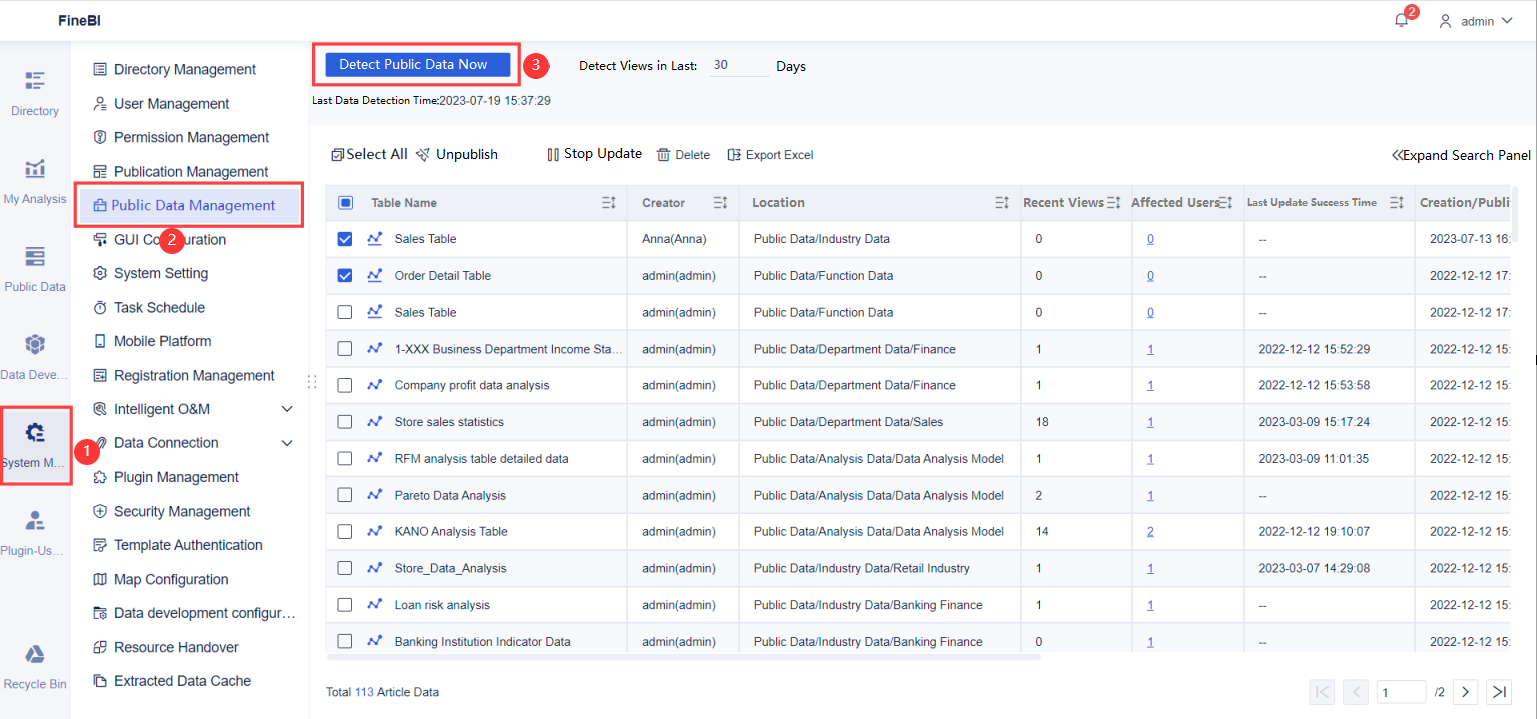 Data Management- FineBI Help Document
