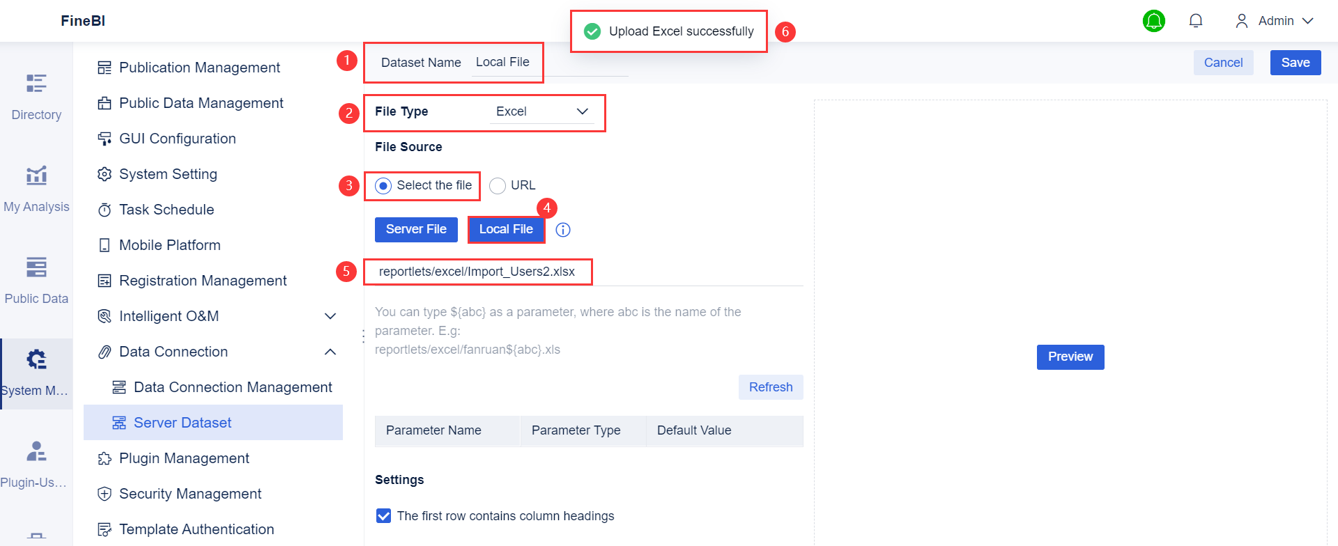 Excel File Dataset- FineBI Help Document