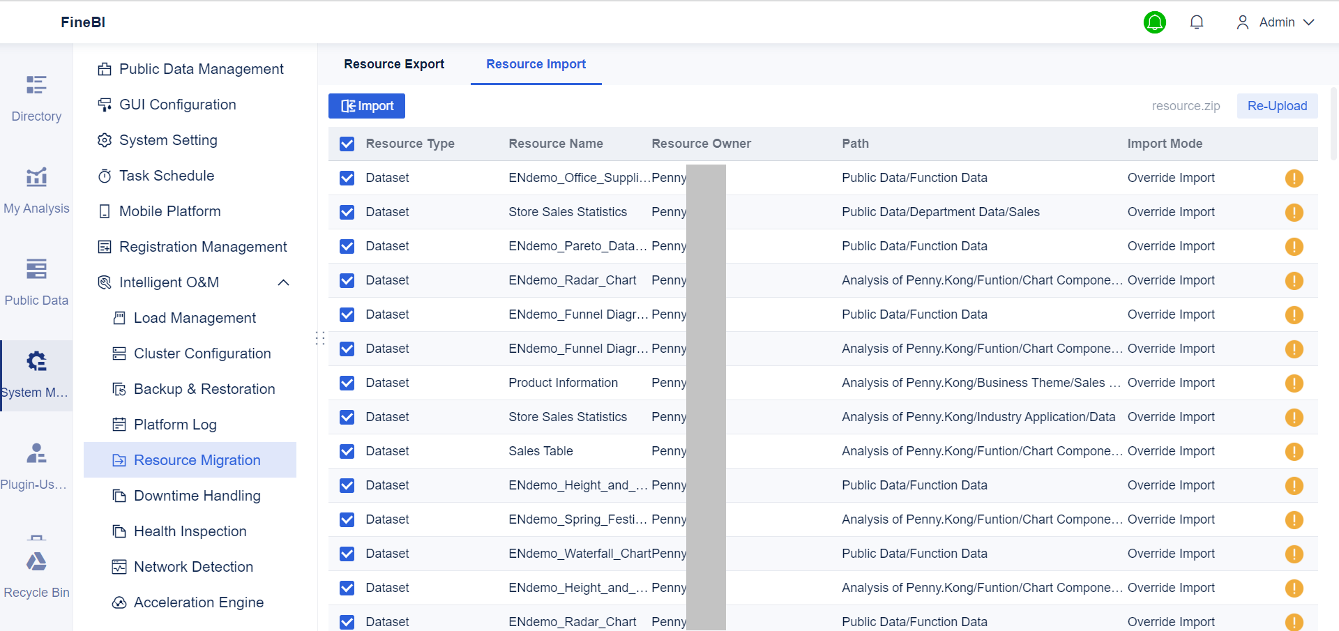 Resource Migration- FineBI Help Document