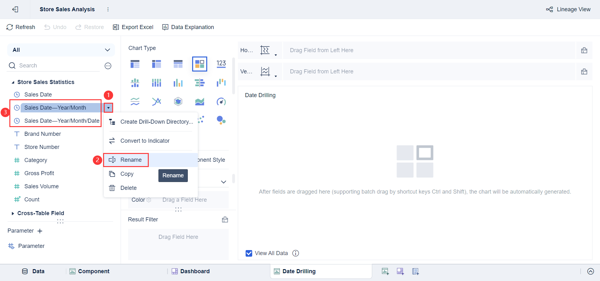 Date Drilling- FineBI Help Document