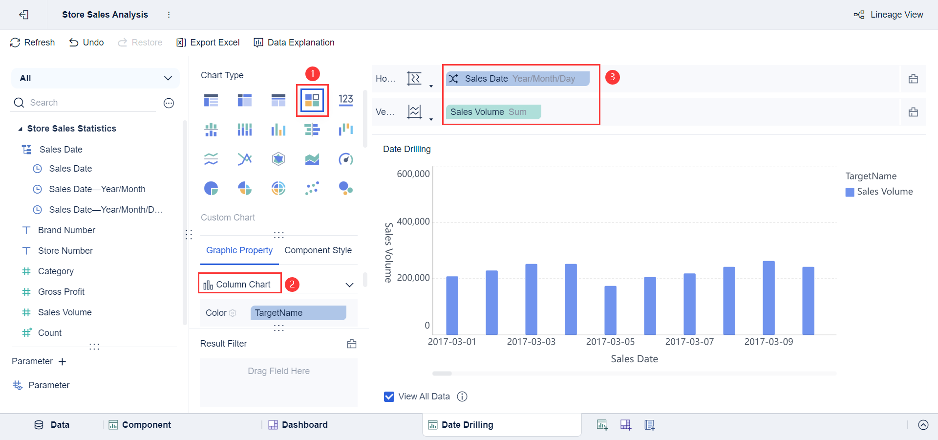Date Drilling- FineBI Help Document