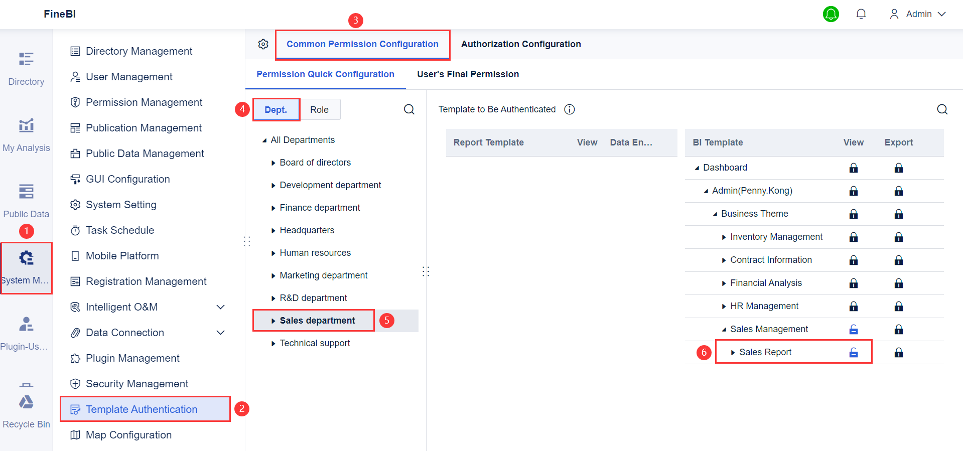 Role Permission Authentication- FineBI Help Document