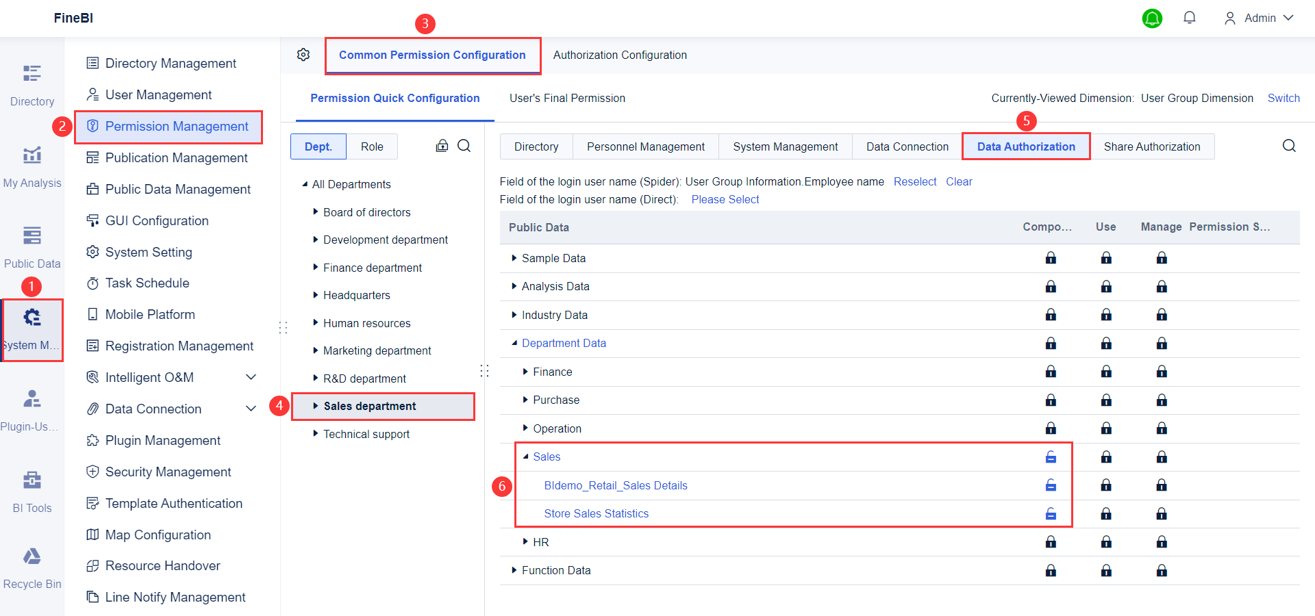 Role Permission Authentication- FineBI Help Document