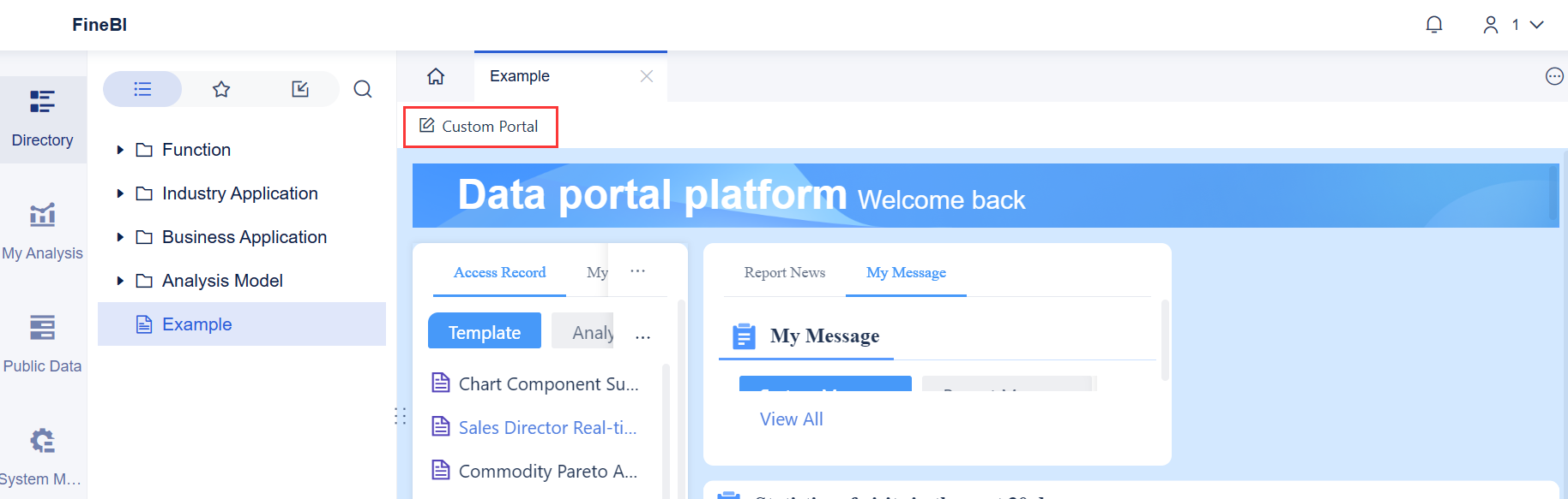 Customizing a Data Portal- FineBI Help Document