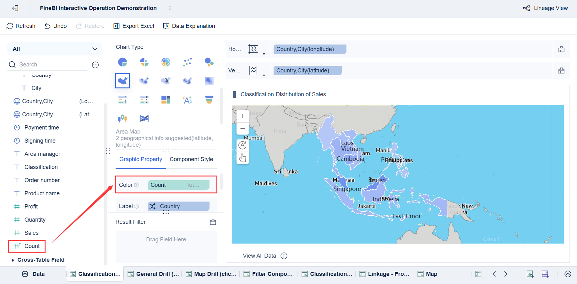 Map Drilling- FineBI Help Document