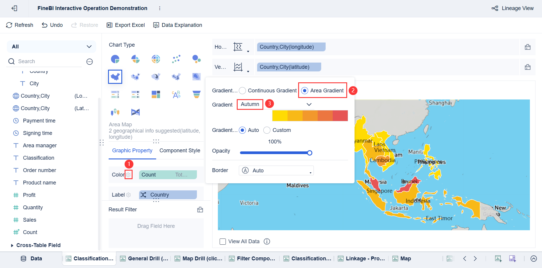 Map Drilling- FineBI Help Document
