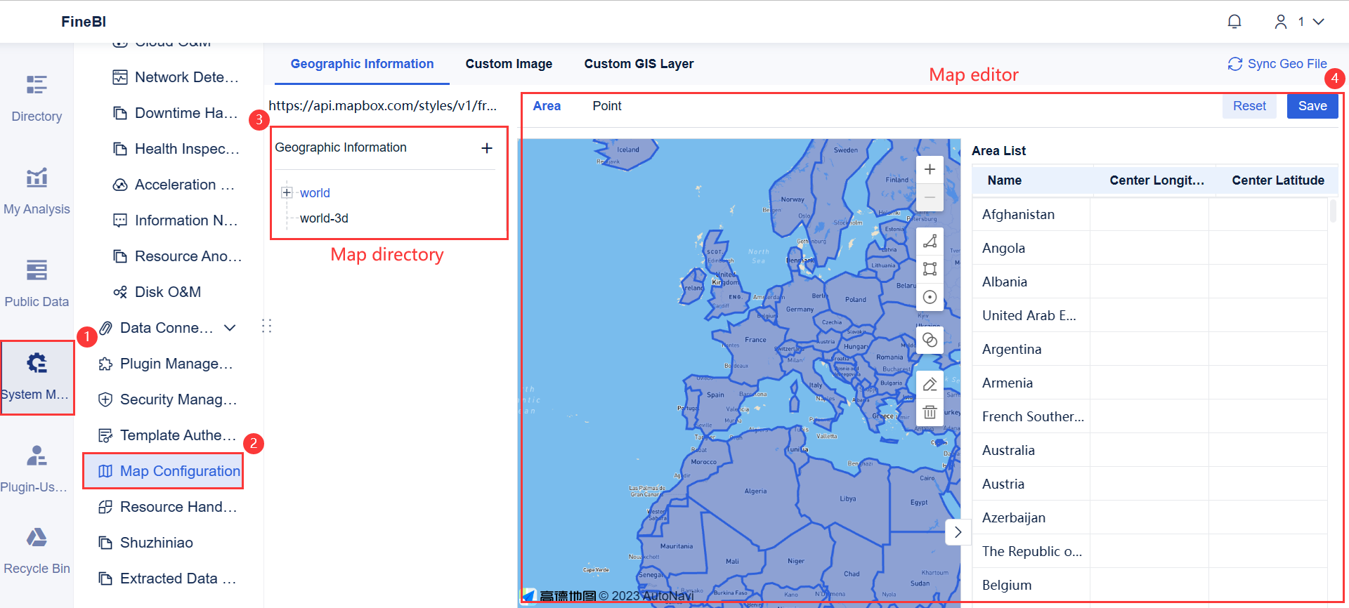 Geographic Information- FineBI Help Document