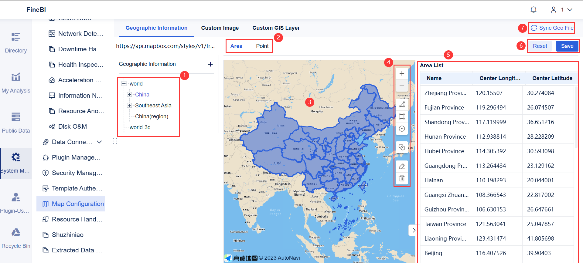 Geographic Information- FineBI Help Document