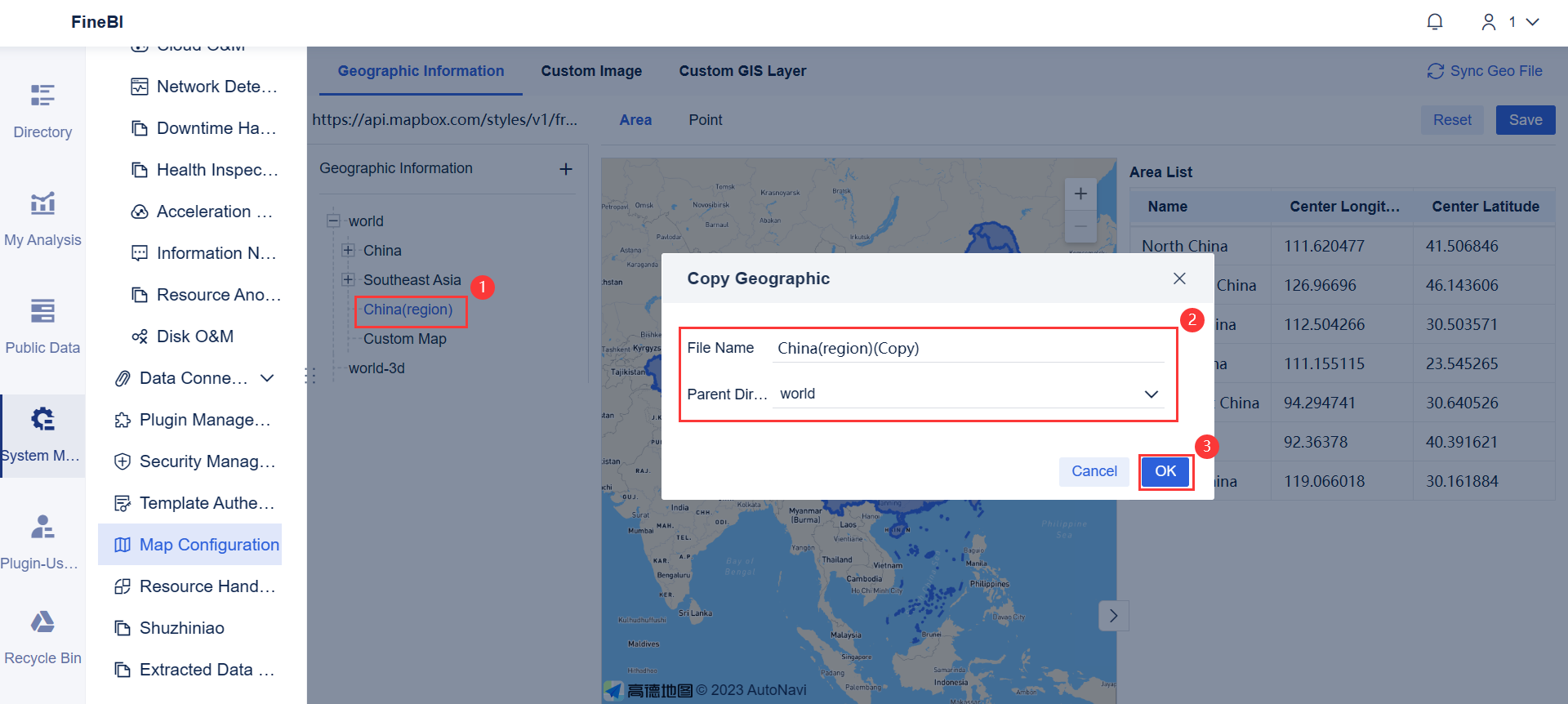 Geographic Information- FineBI Help Document
