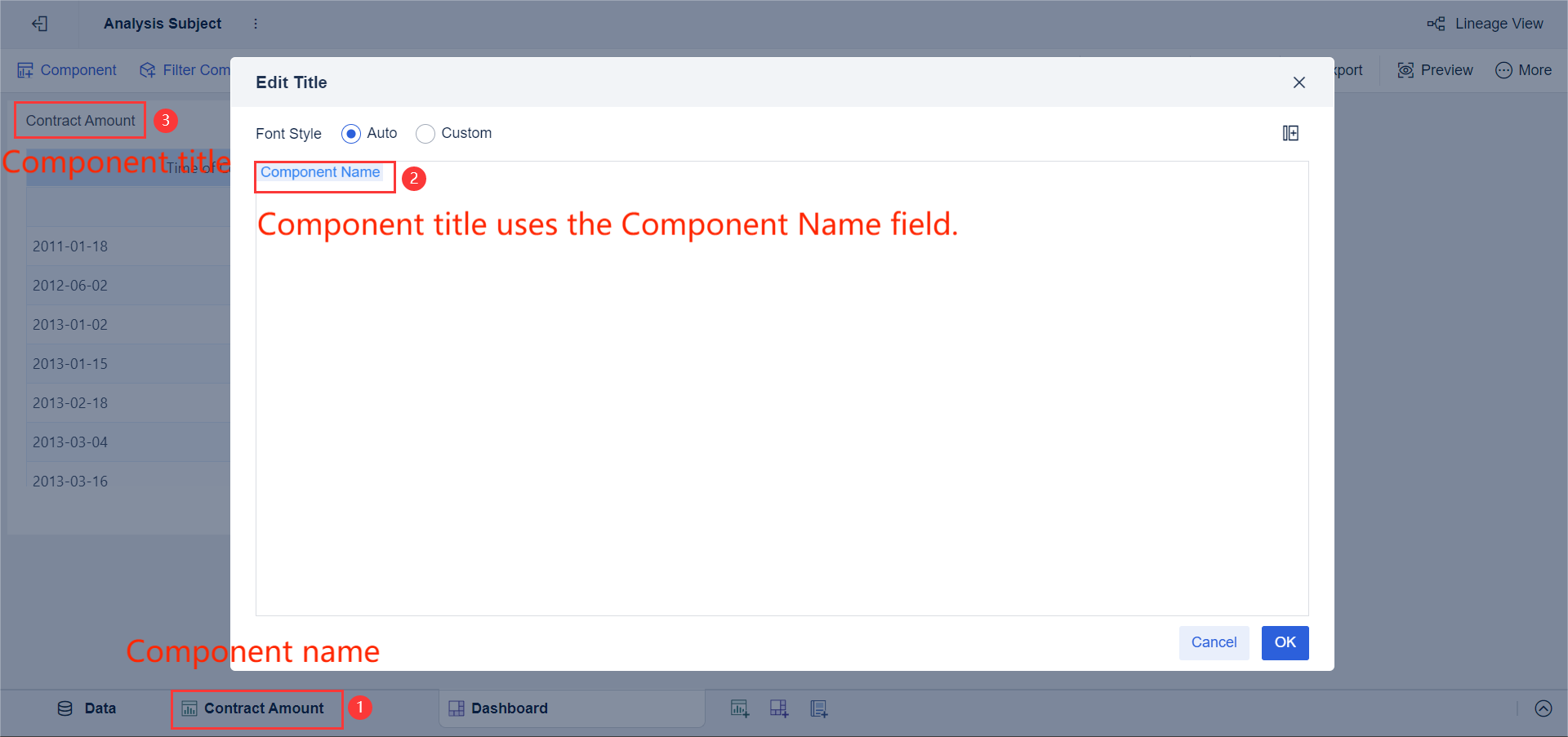 Component Title Editing- FineBI Help Document
