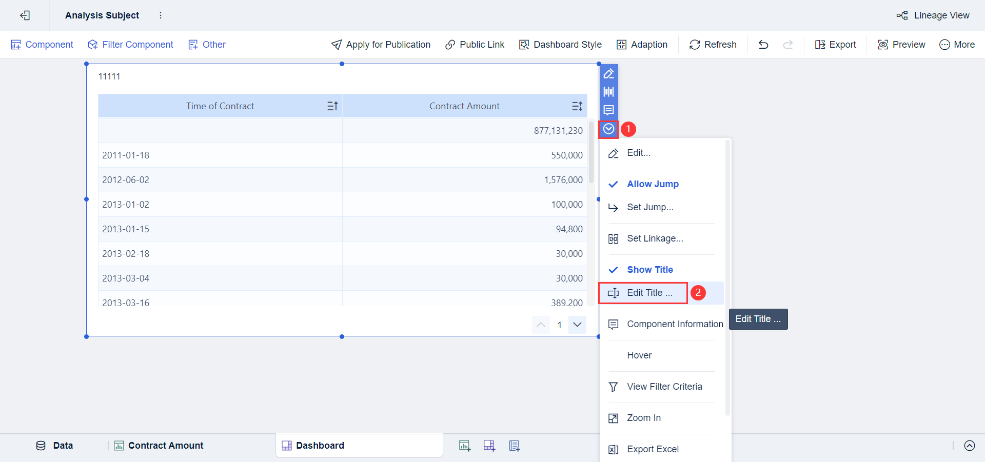 Component Title Editing- FineBI Help Document