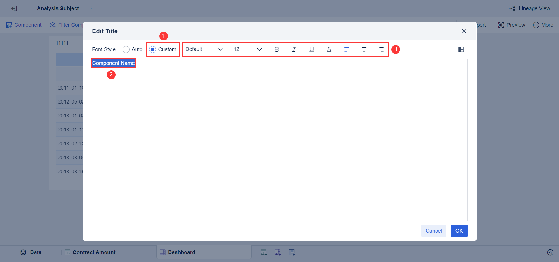 Component Title Editing- FineBI Help Document