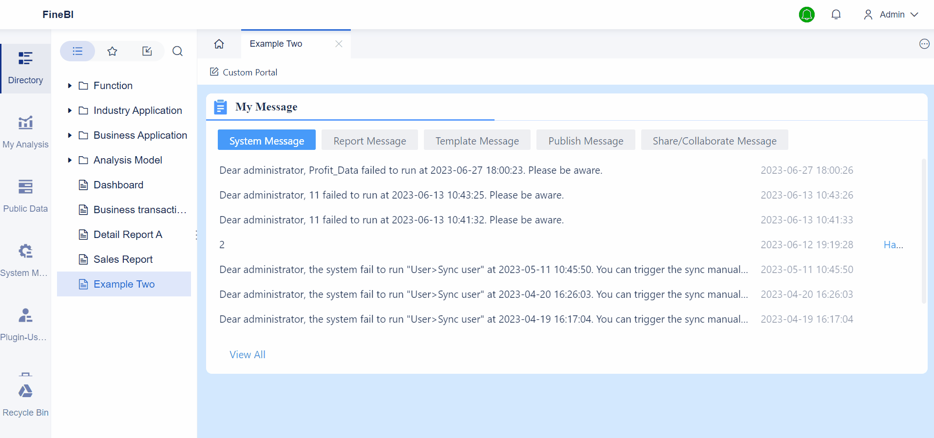 My Message Component- FineBI Help Document