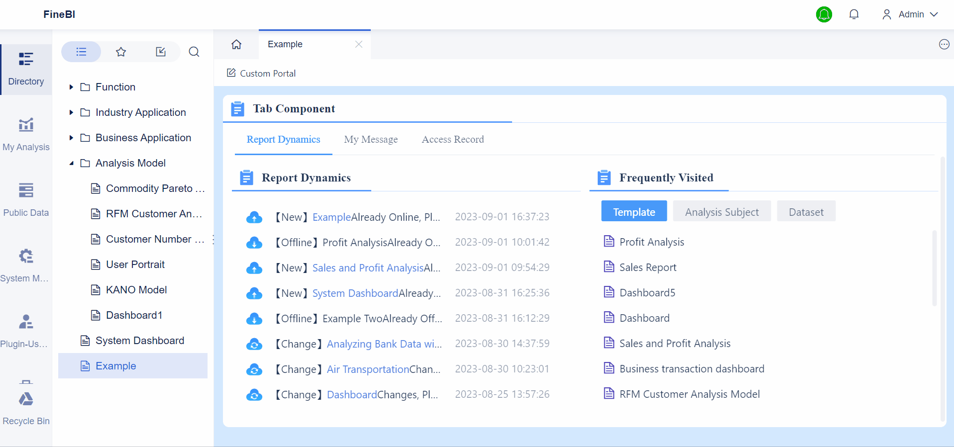 Data Portal Tab Component- FineBI Help Document