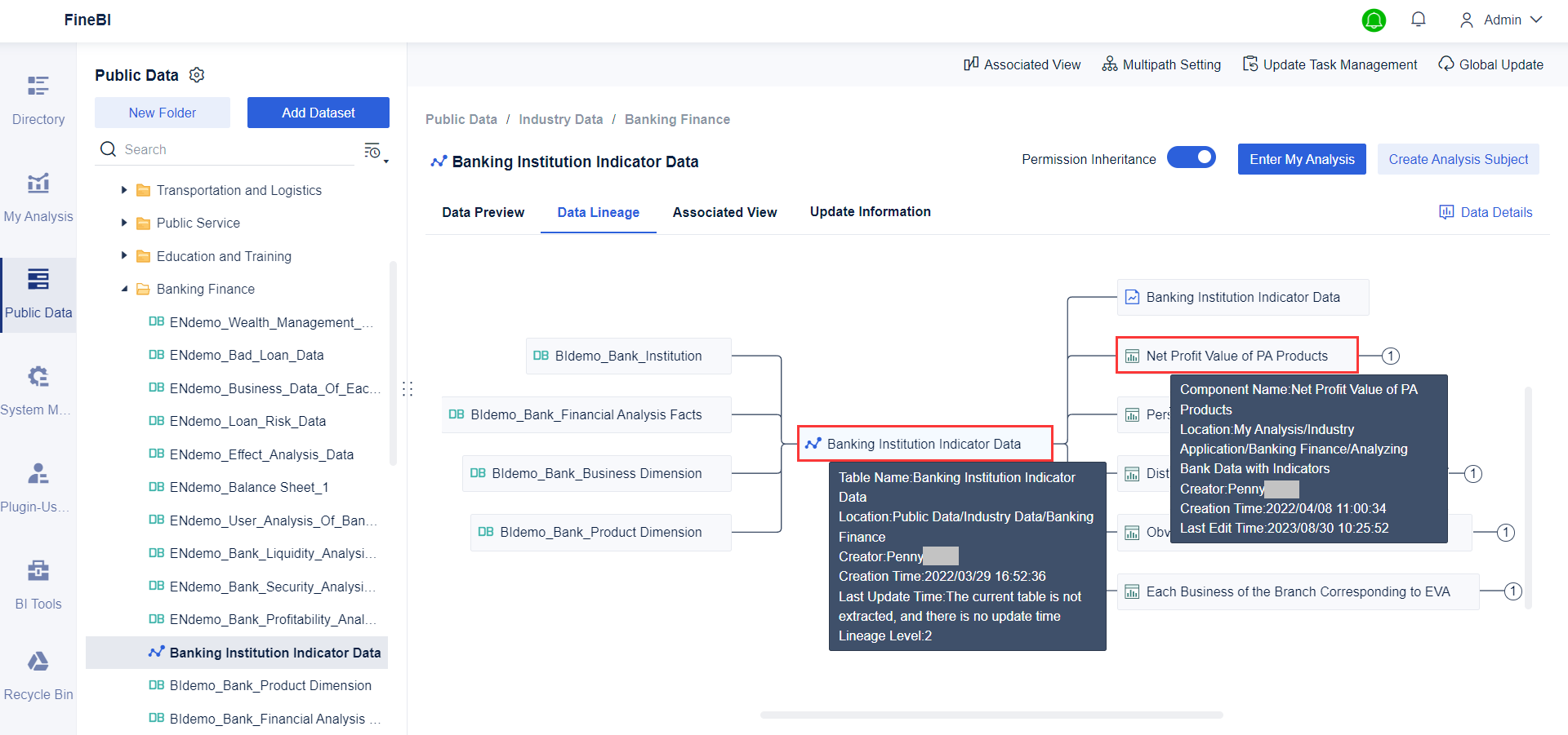Data Lineage- FineBI Help Document