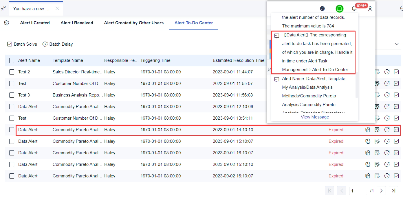 Data Alert Plugin Example- FineBI Help Document