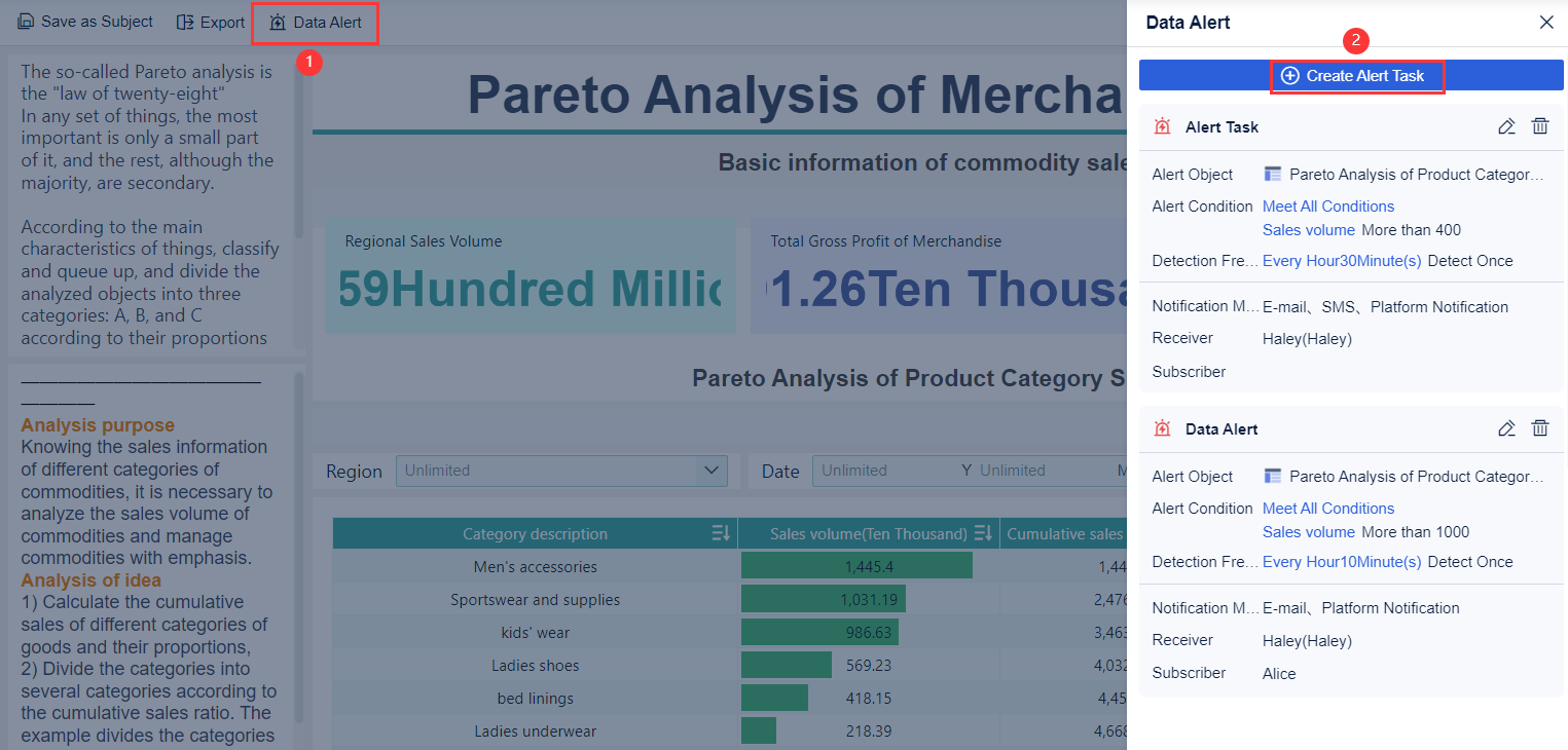 Data Alert Plugin Example- FineBI Help Document
