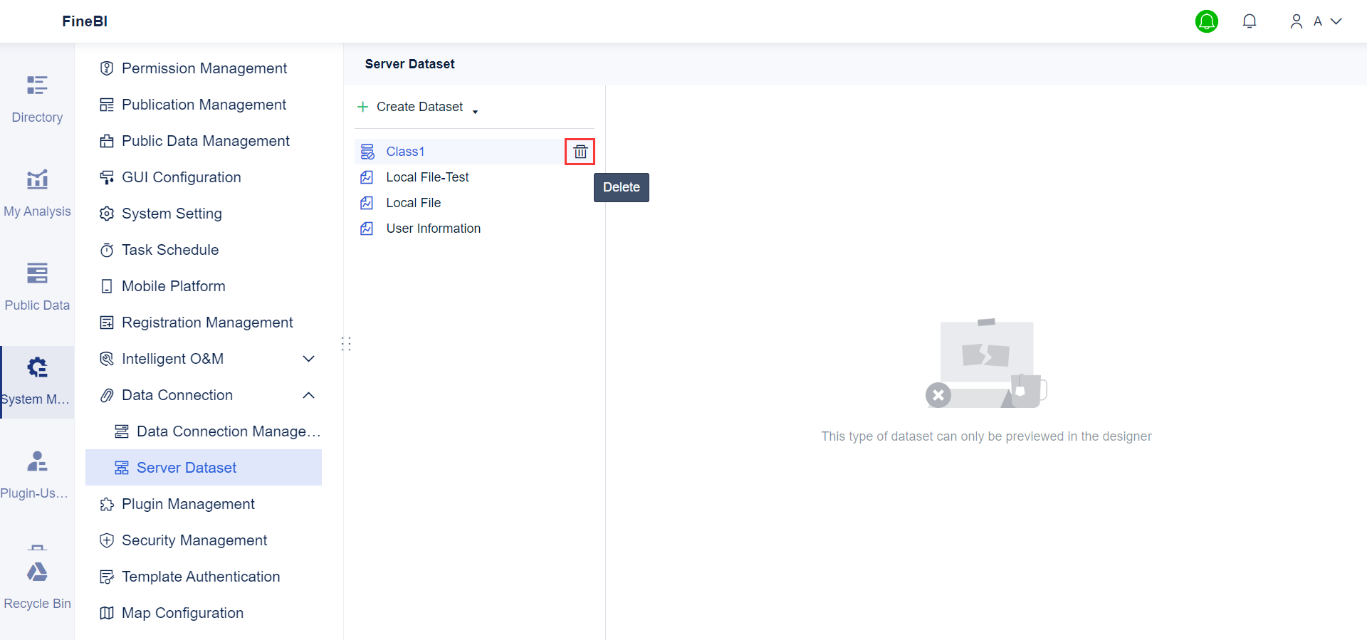 Server Dataset- FineBI Help Document