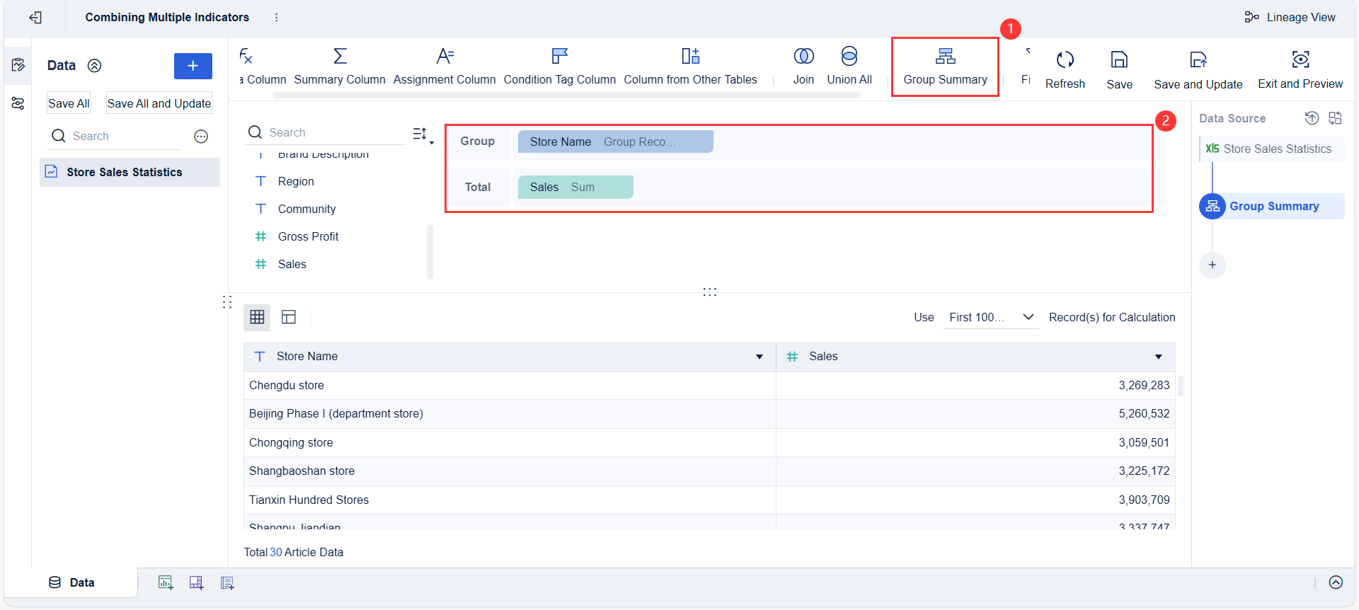 Combining Multiple Indicators into Another Category- FineBI Help Document