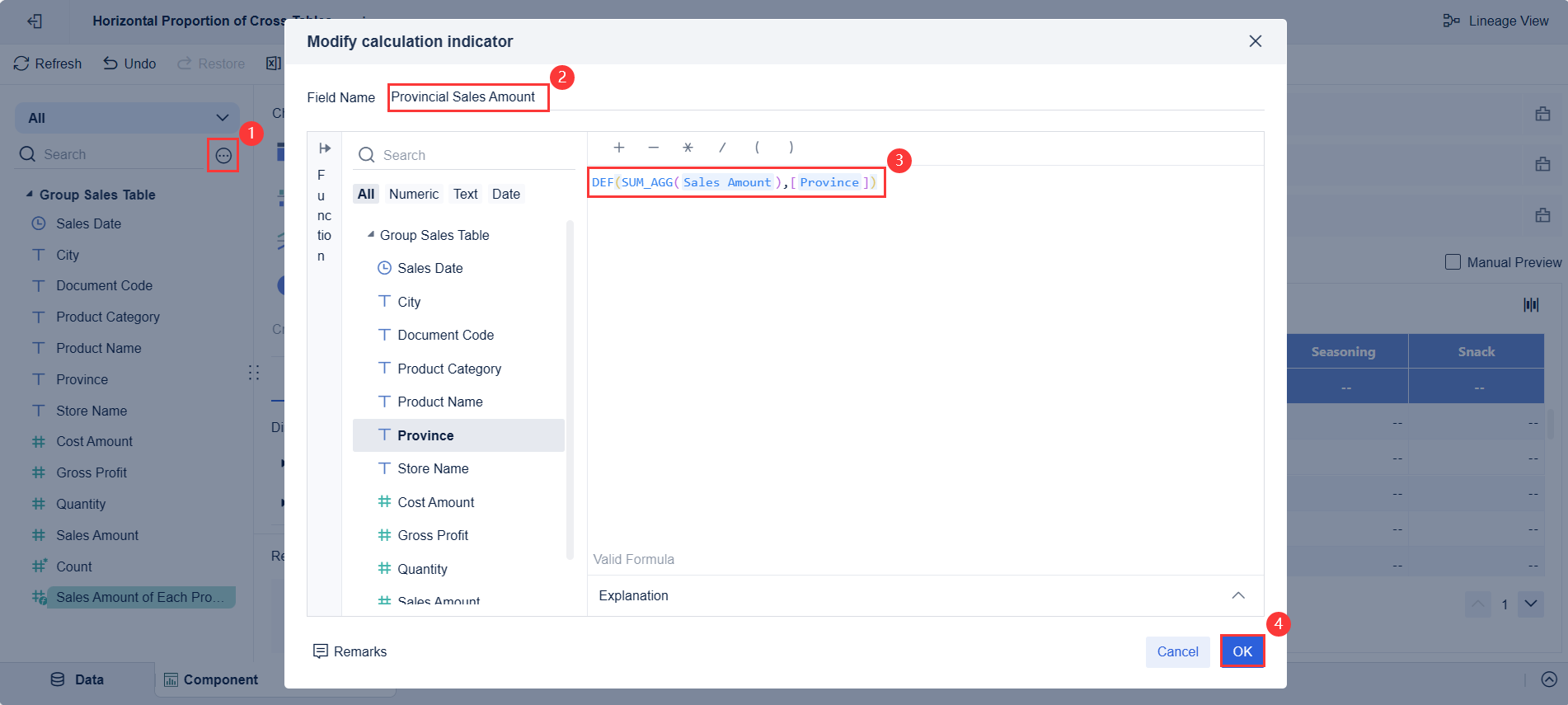 Horizontal Proportion of Cross Tables- FineBI Help Document