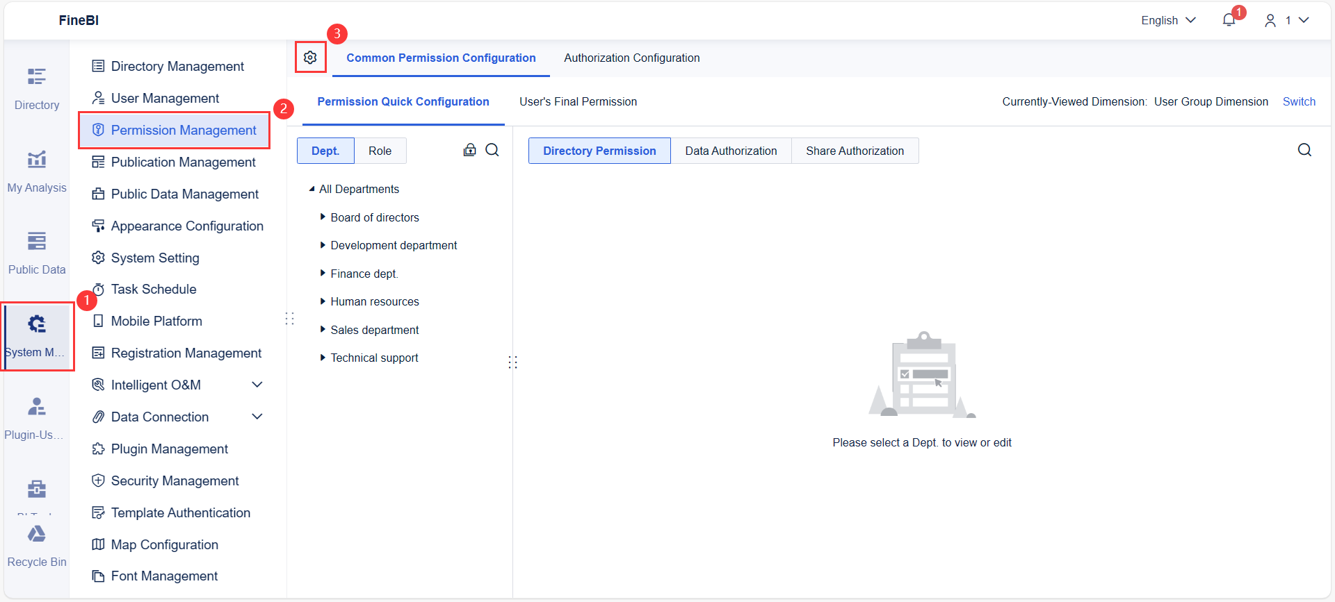 Authorizing Permission of Directory- FineBI Help Document