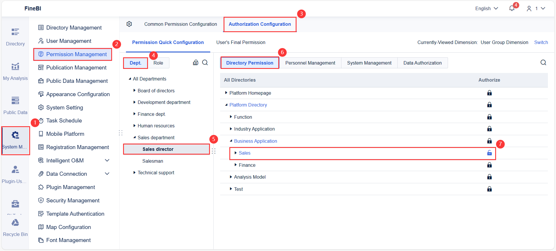 Authorizing Permission of Directory- FineBI Help Document