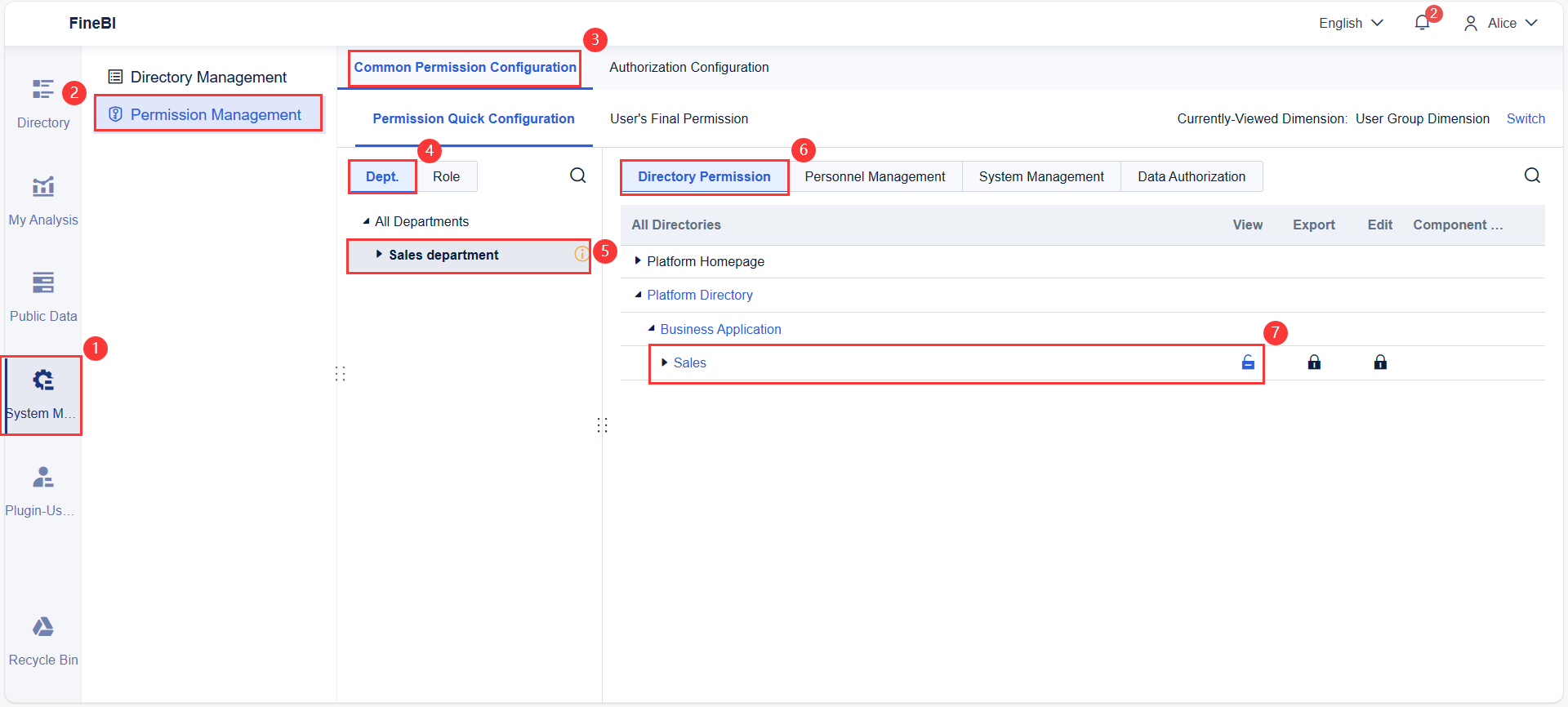 Authorizing Permission of Directory- FineBI Help Document