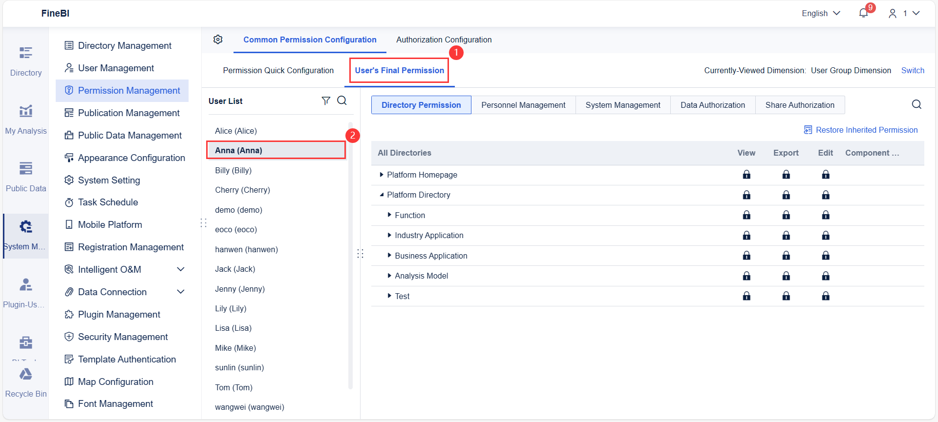 Permission- FineBI Document