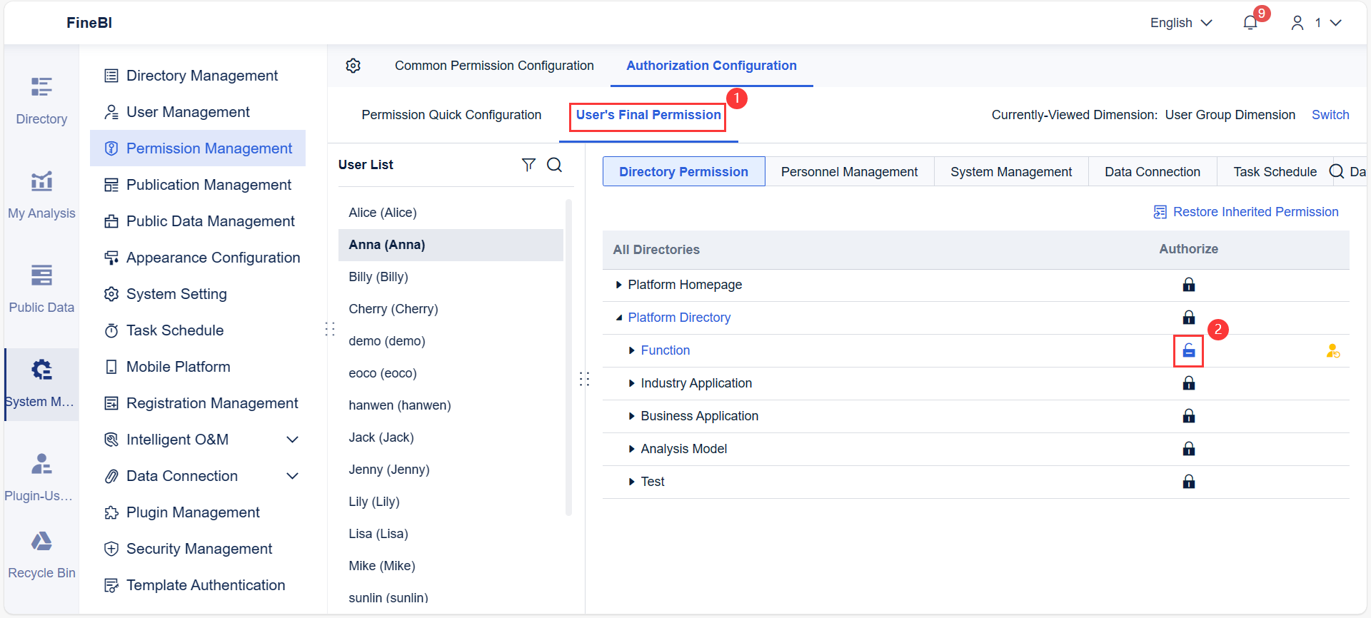 Permission- FineBI Document
