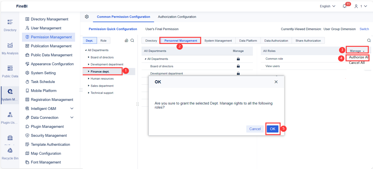 Authorizing Roles in Batch Plugin- FineBI Help Document