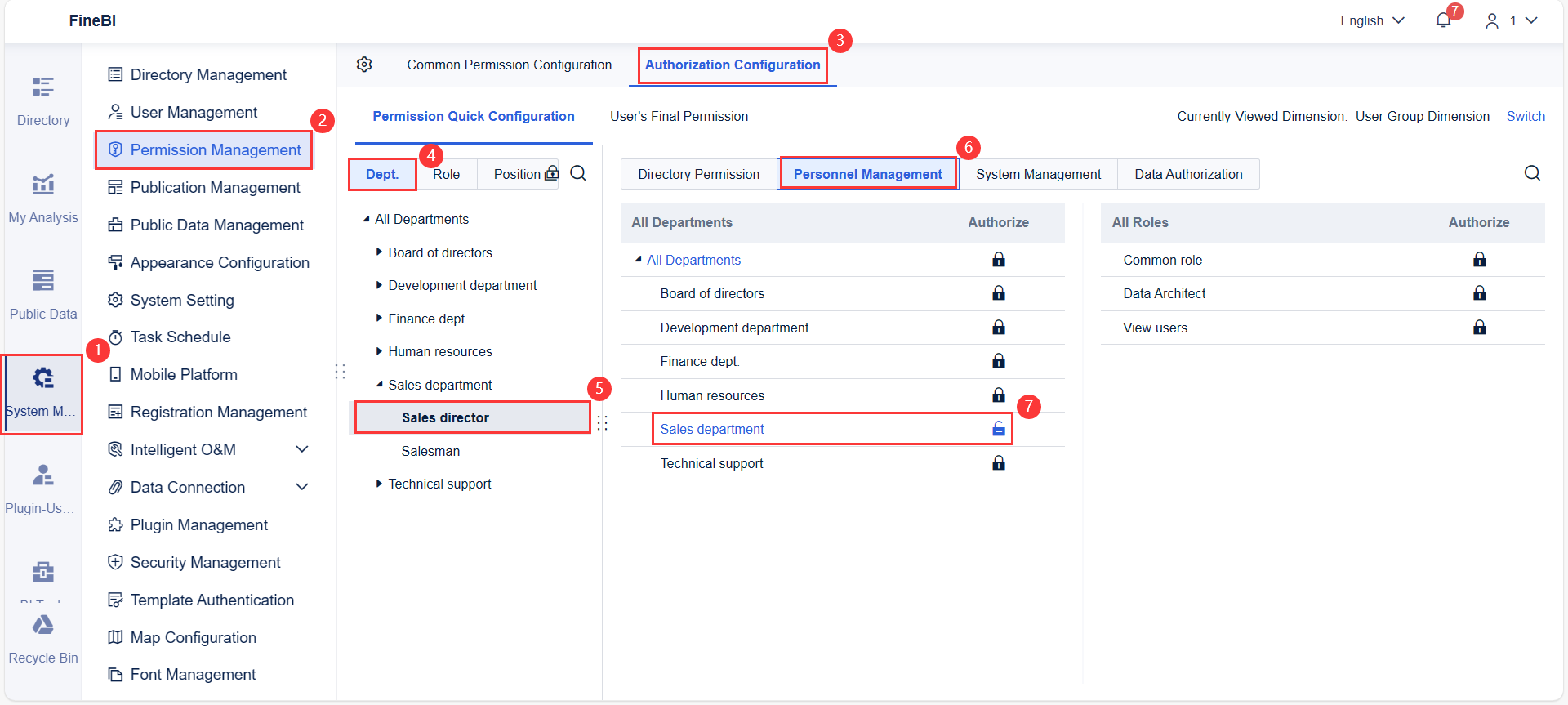 Authorizing Permission of Personnel Management- FineBI Help Document
