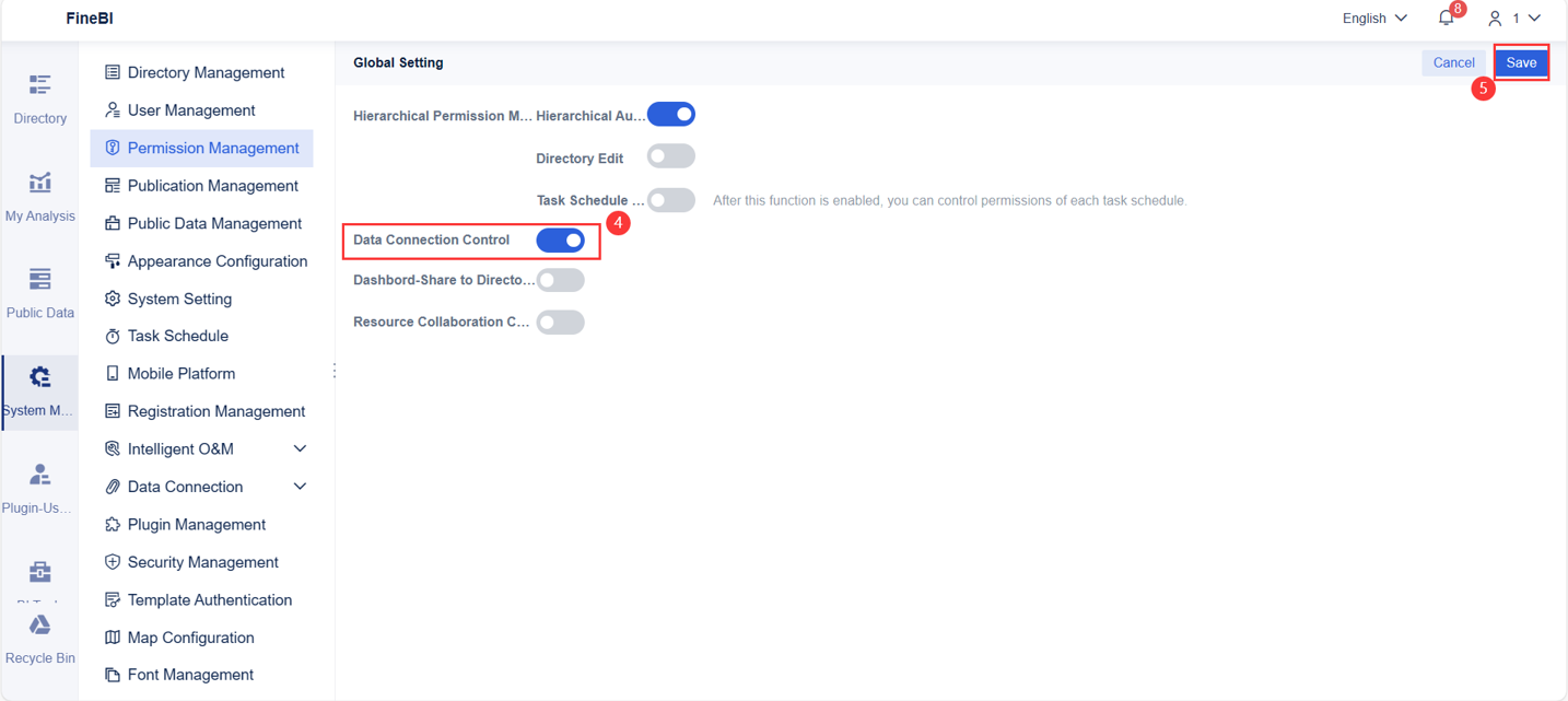 Public Data Management Permission- FineBI Document