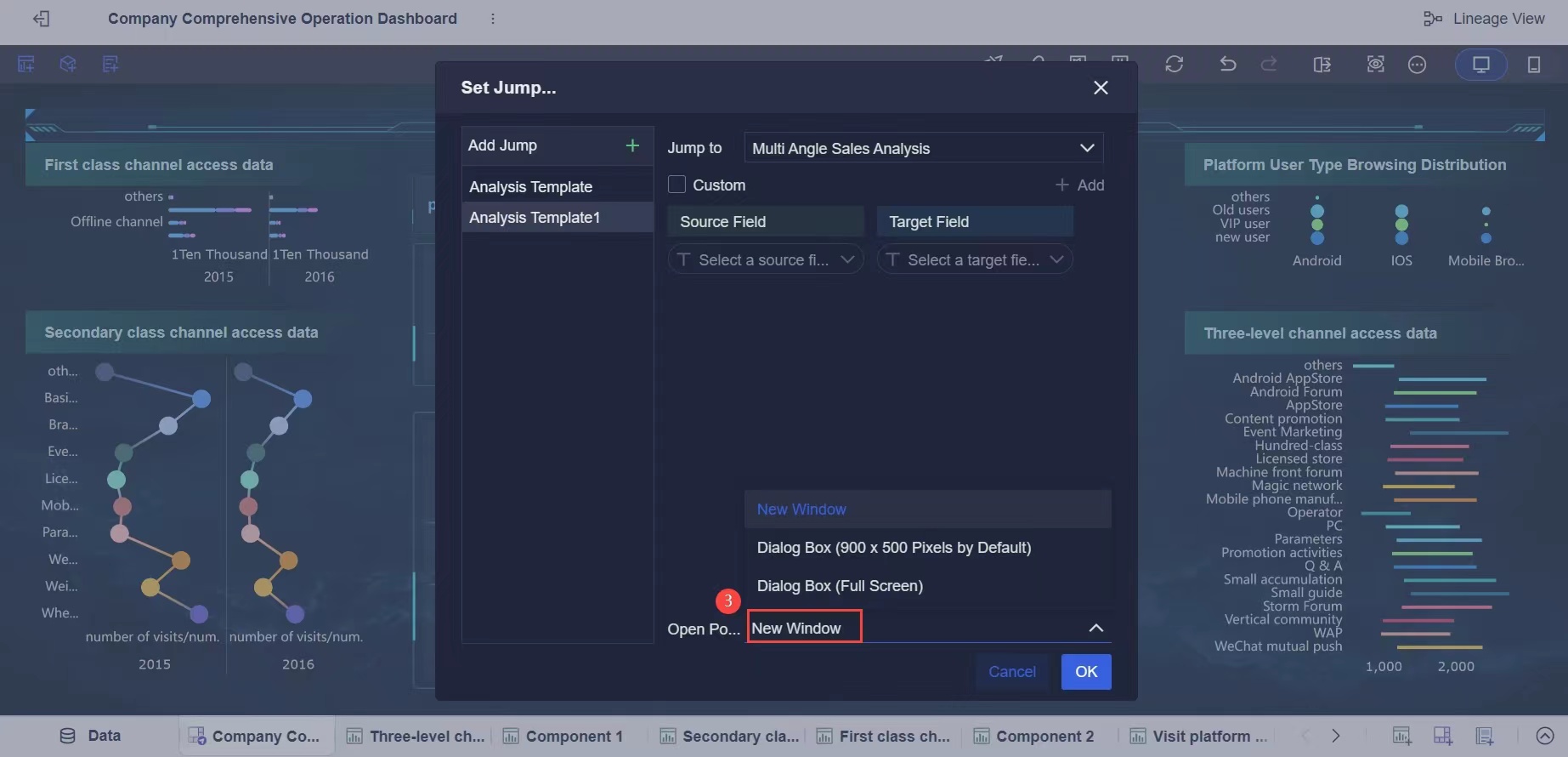 Jumping to Another Dashboard (Analysis Template)- FineBI Help Document