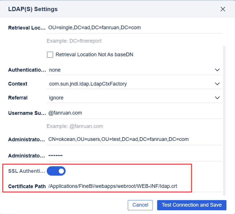 Multi-Domain LDAP Authentication (Enhanced) Plugin- FineBI Document