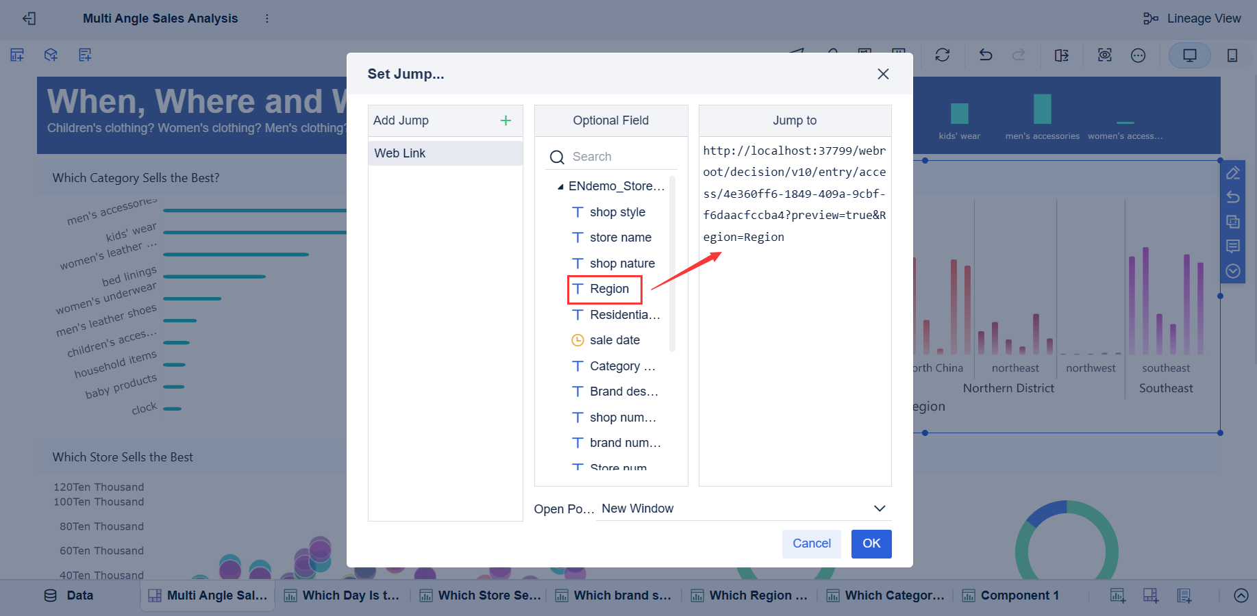Jumping to a FineReport Template- FineBI Document