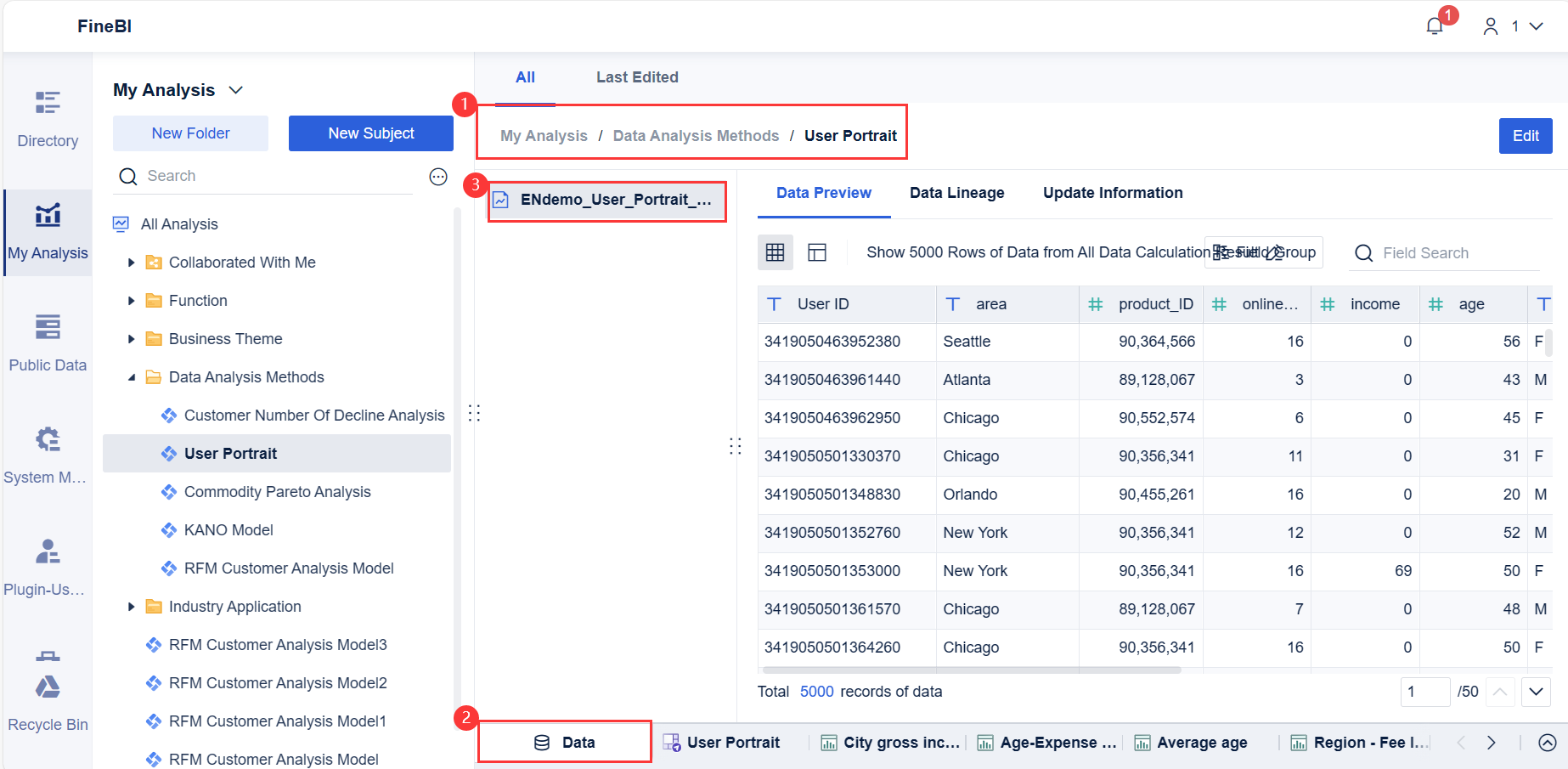 [Analysis Subject] Data Overview- FineBI Help Document