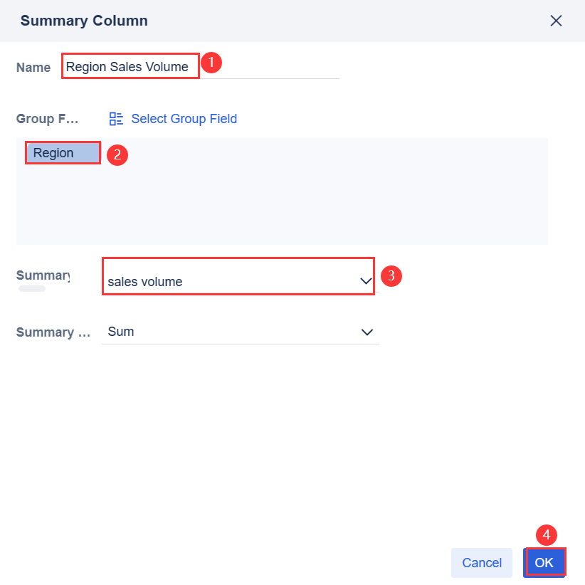 Adding a Summary Column- FineBI Help Document