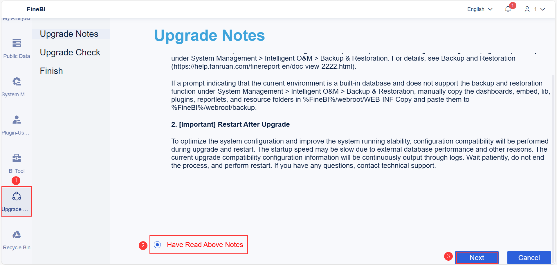 Pre-Upgrade FineBI Environment Check- FineBI Help Document