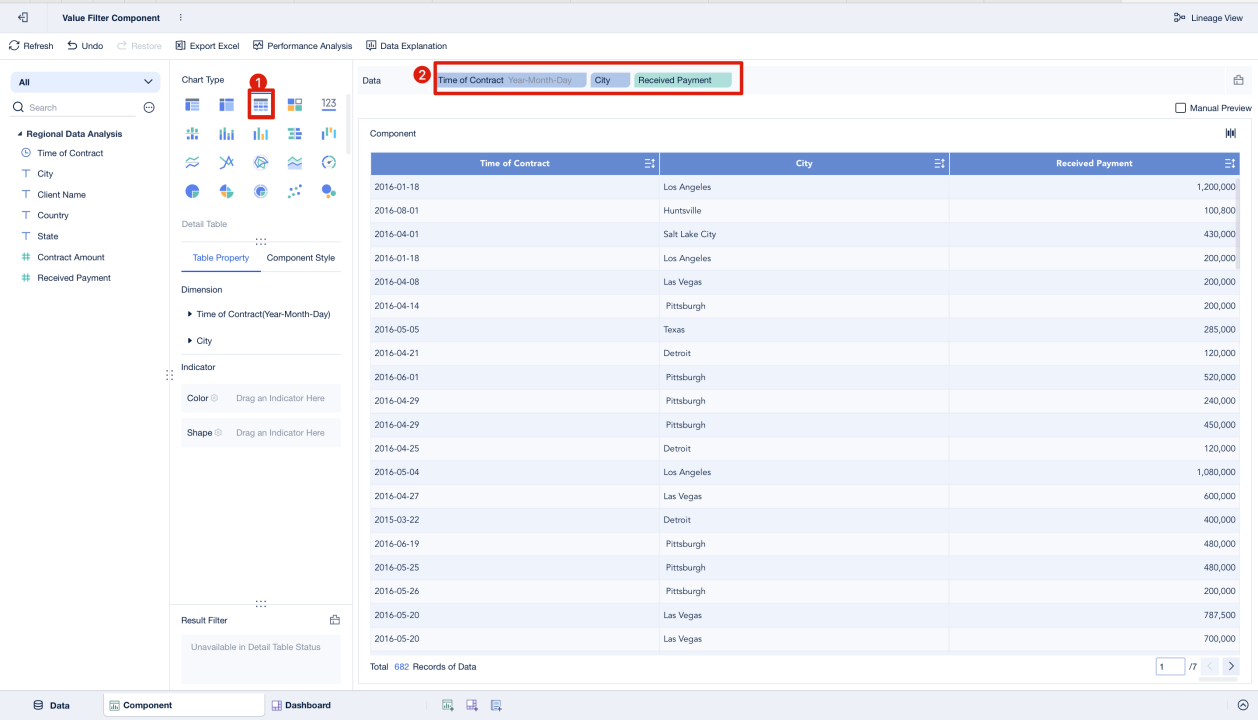 Value Filter Component- FineBI Help Document