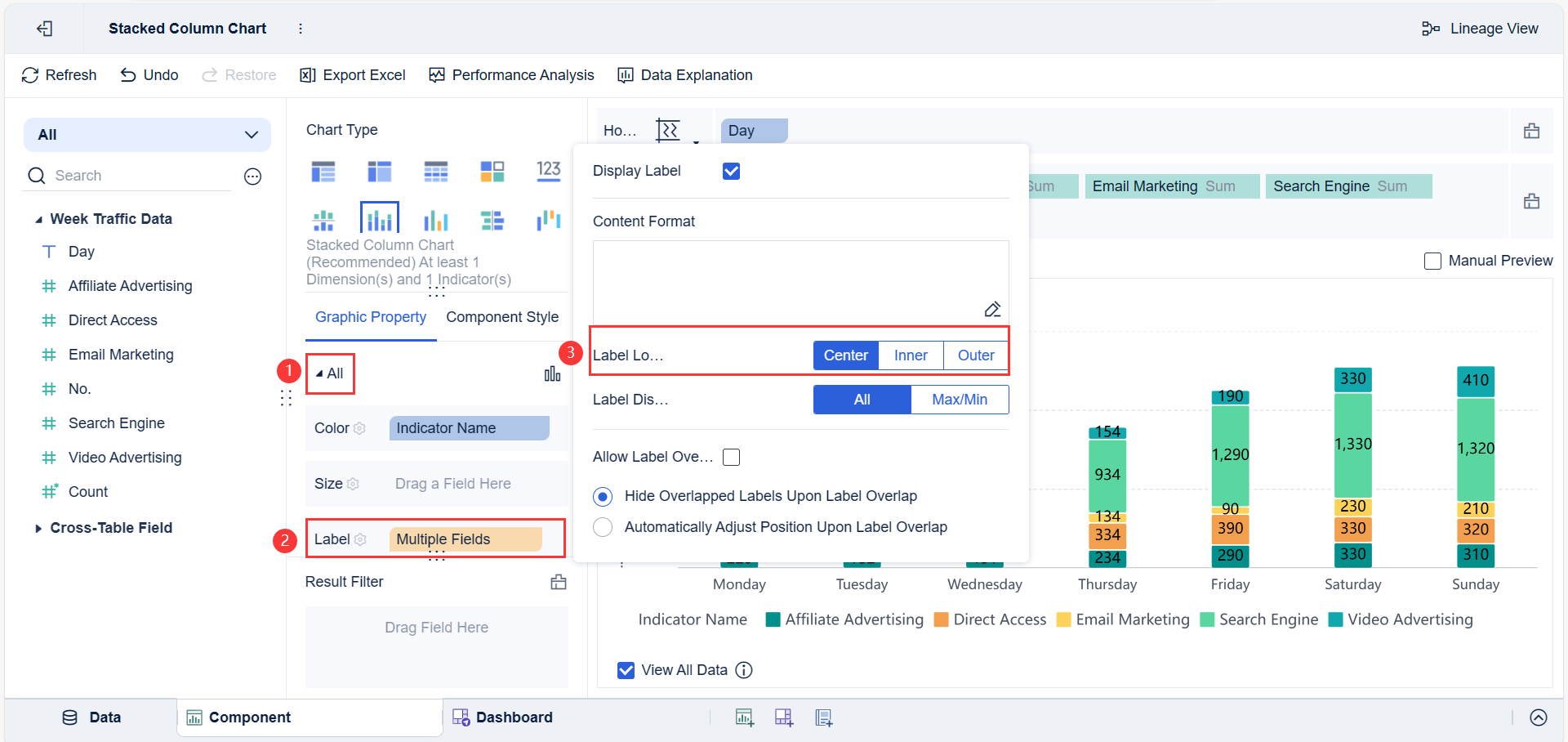 Stacked Column Chart- FineBI Help Document