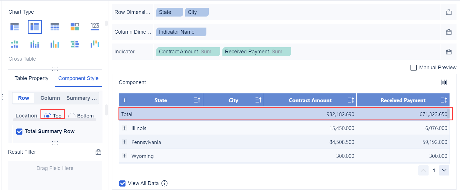 Summary Row/Column- FineBI Document
