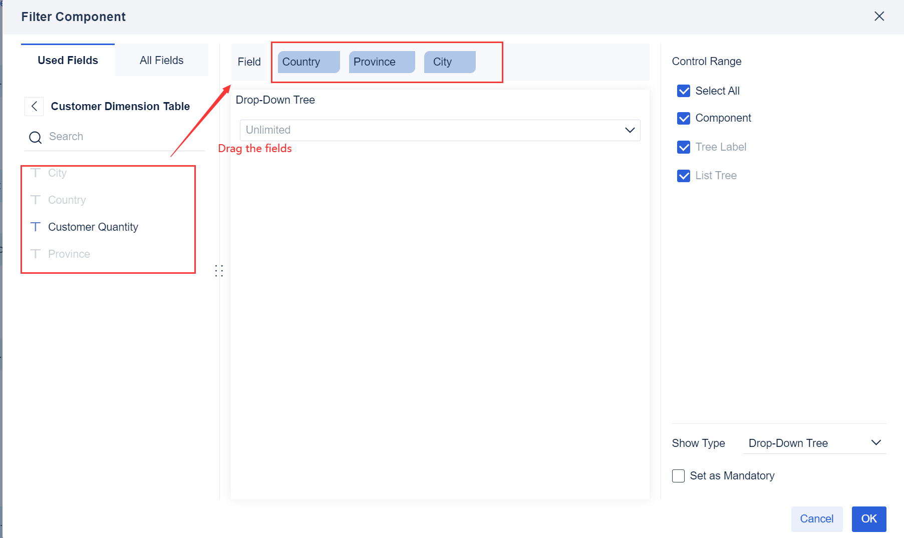 Tree Filter Component- FineBI Help Document