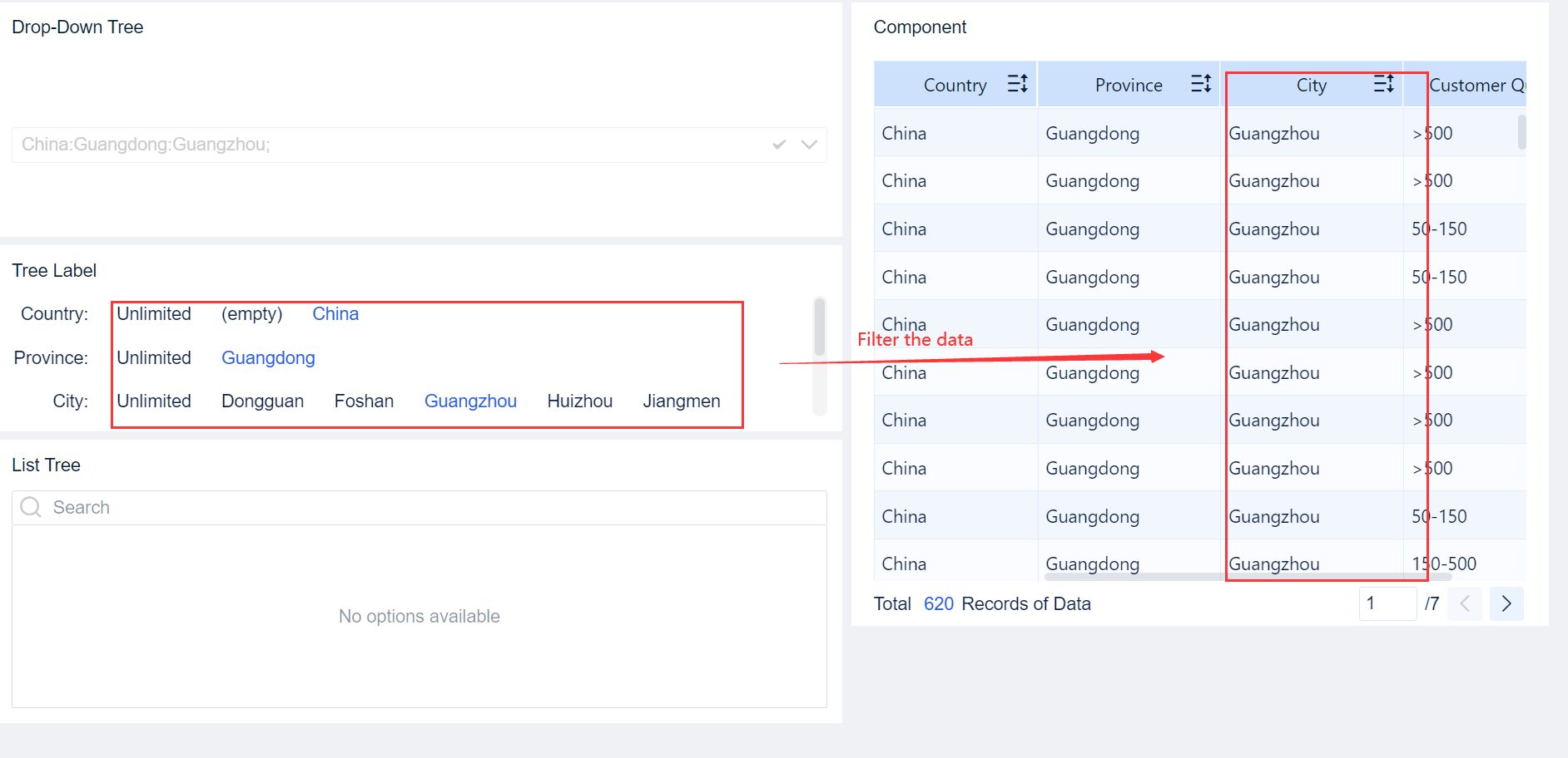 Tree Filter Component- FineBI Help Document